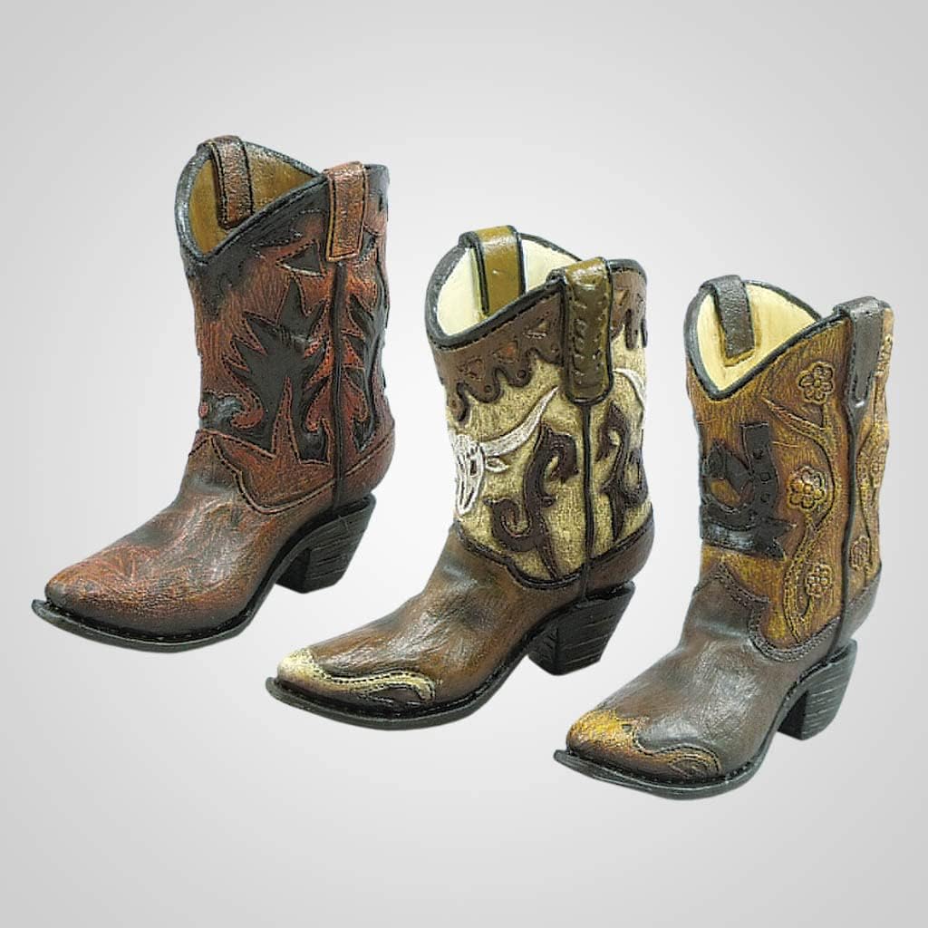 Amazon.com: Lipco Poly Resin Cowboy Boot Figurine, Set of 3, 3-inch ...