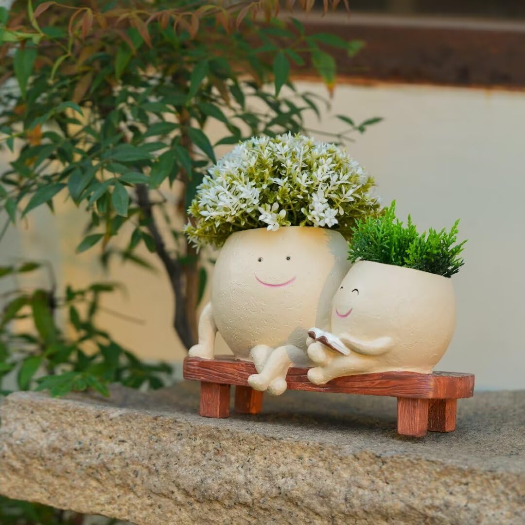 Amazon.com: SeoatLink Smiley Face Planters Pot, Double Face Planters ...