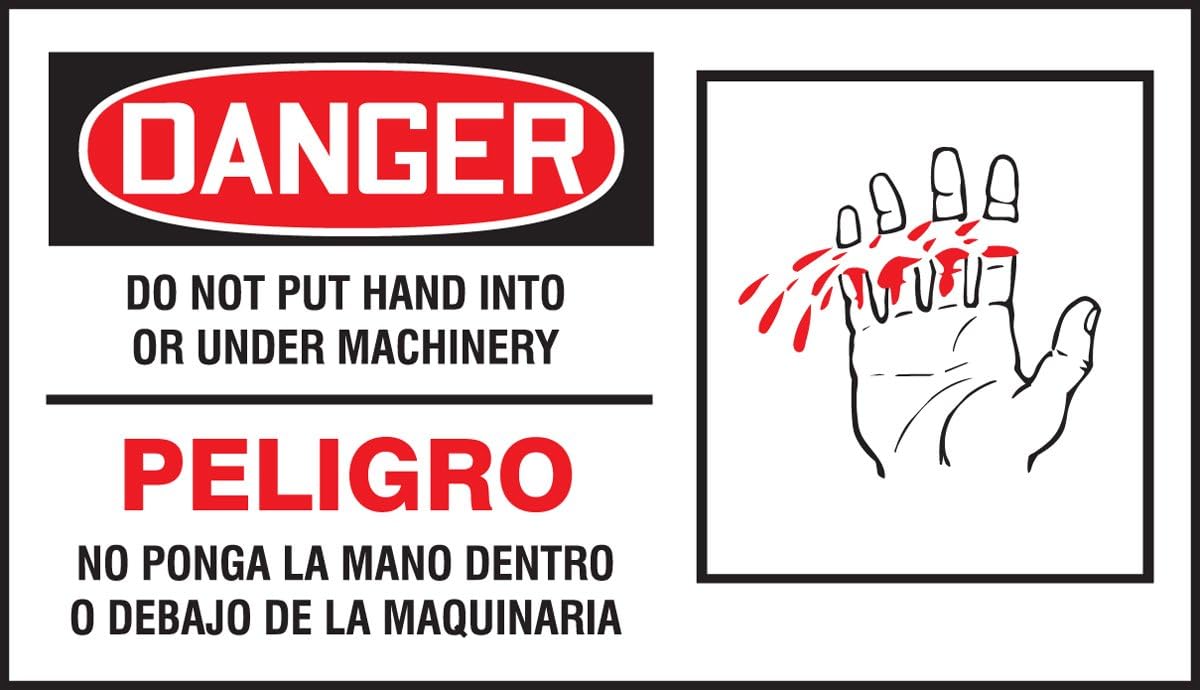 Amazon.com: Safety Decal Unlimited OSHA ANSI Danger Pinch Crush Points ...