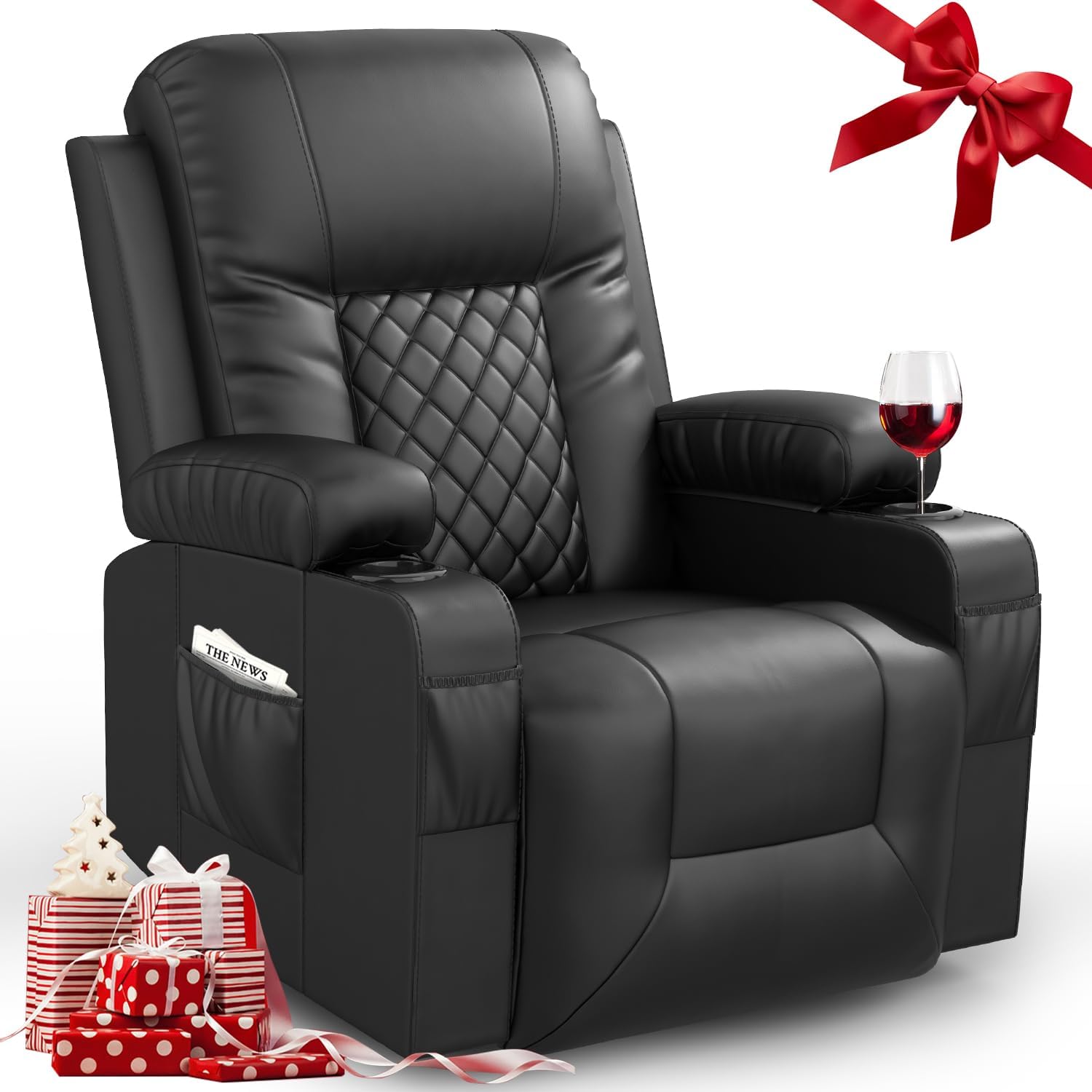 Amazon.com: COMHOMA Power Recliner Chair PU Leather Electric Massage ...