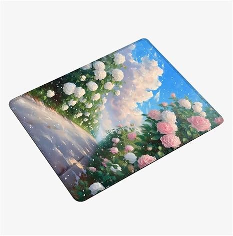 Small Mouse Mat White Mouse Pad 340x280x3mm, Desk Mat Pink Desk Pad ...