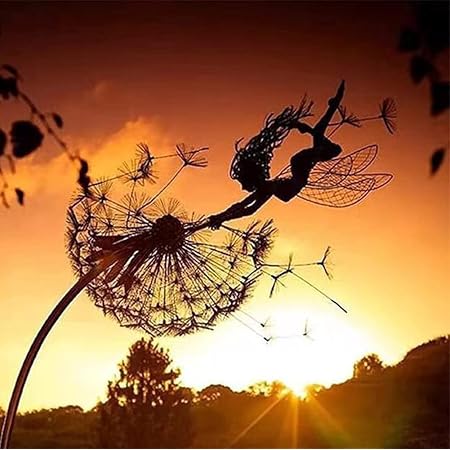 Amazon.com: 2 Pcs Flower Fairy Dancing with Dandelion Fairy Garden ...
