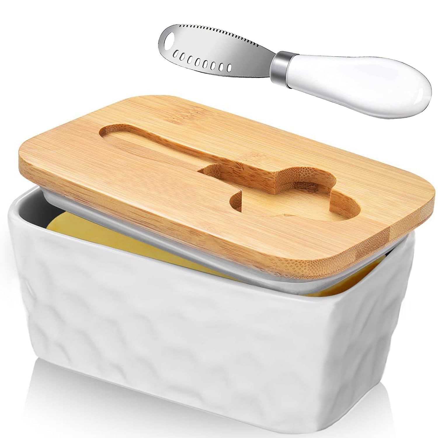 Ceramic Butter Dish with Lid and Knife Porcelain Butter Container with ...