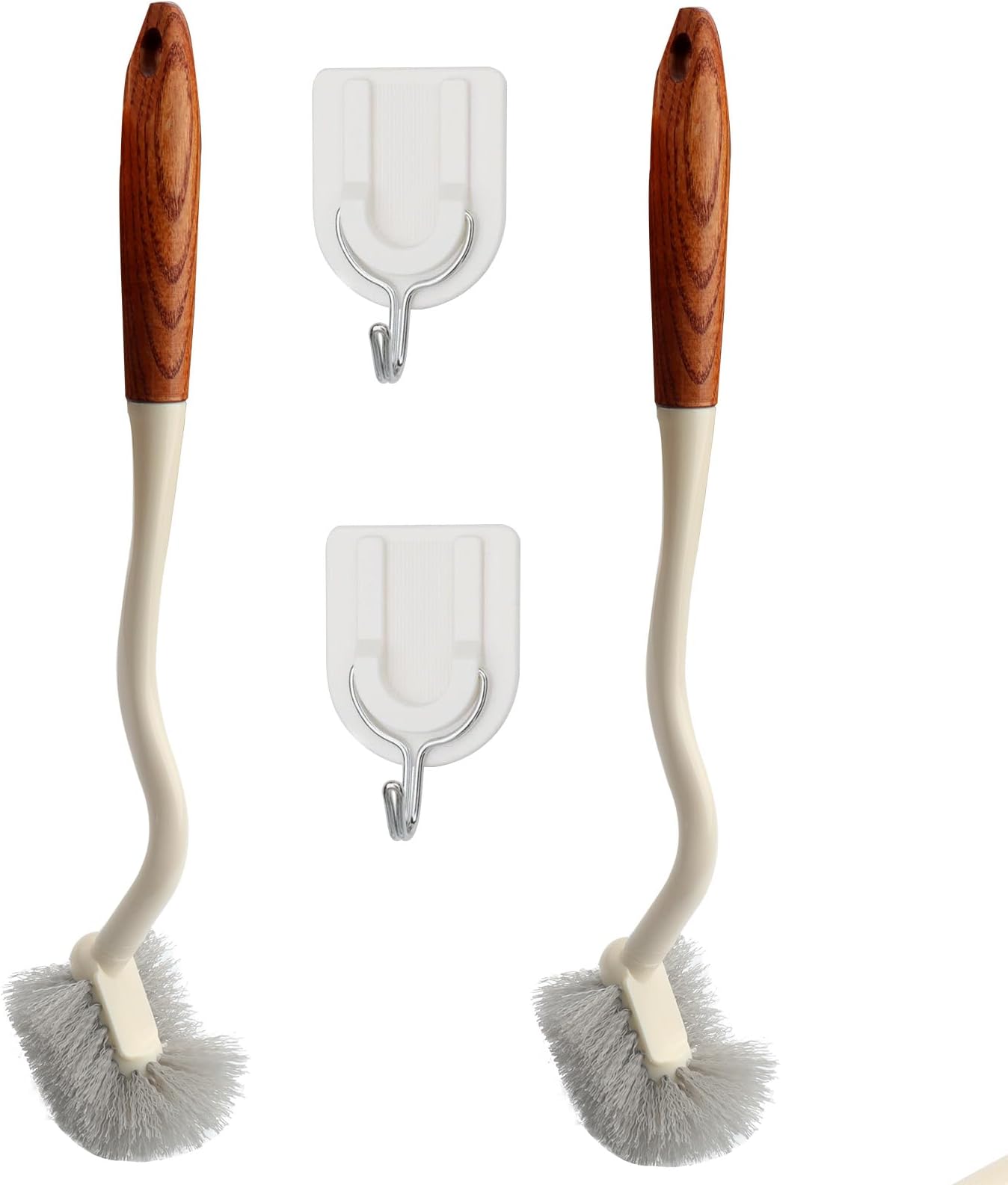 2pcs long handle toilet brush, wooden handle toilet brush, curved ...