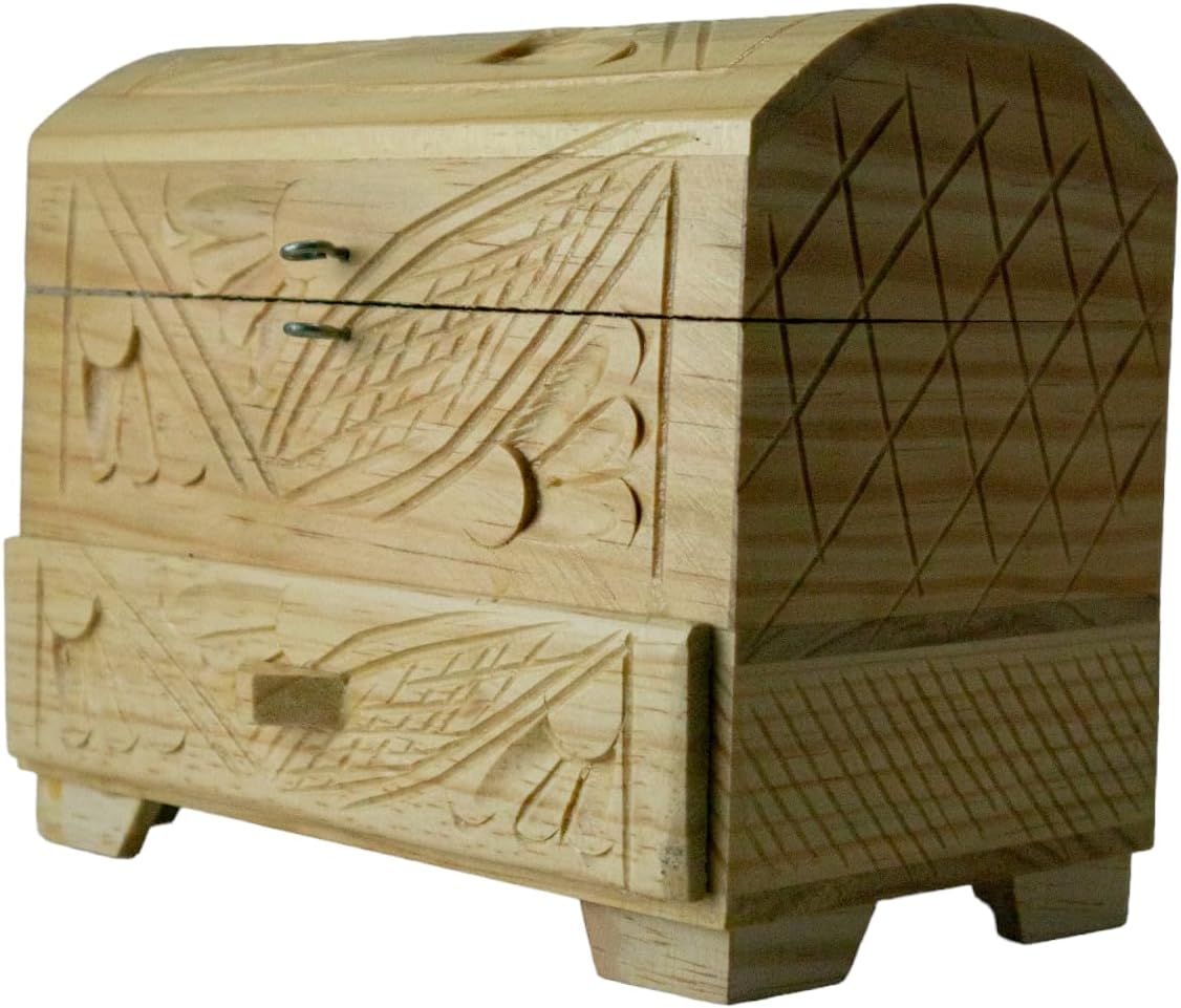 Baul Cofre Alhajero Madera Artesanal Doble Compartimiento Barnizado Con ...