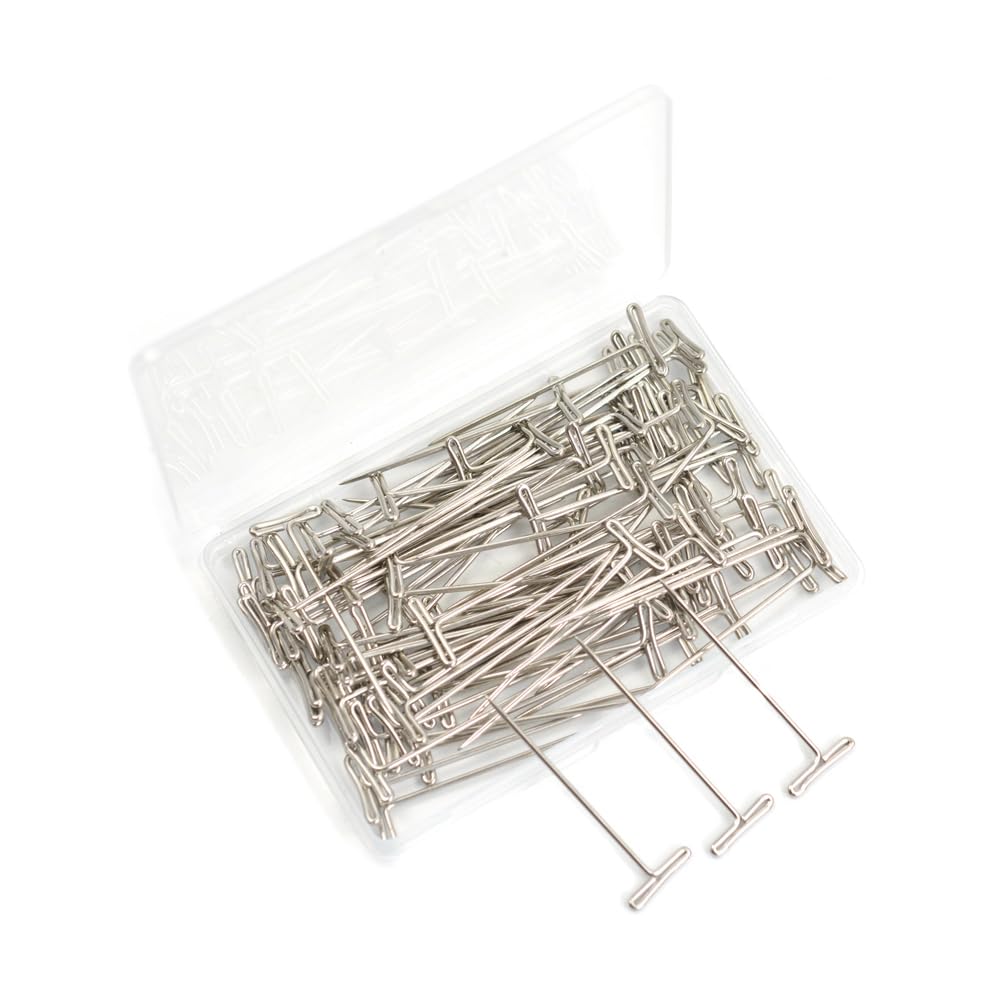 Amazon.com: 50 Pieces Straight Pins T Pins for Blocking Knitting Wig ...