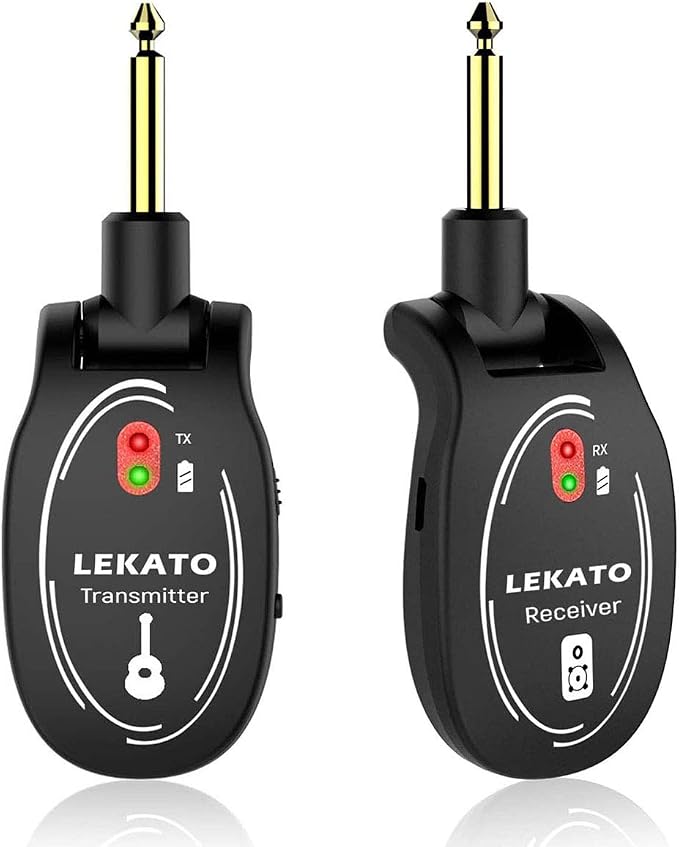 LEKATO Wireless Guitar System Rechargeable Transmitter & Receiver ...