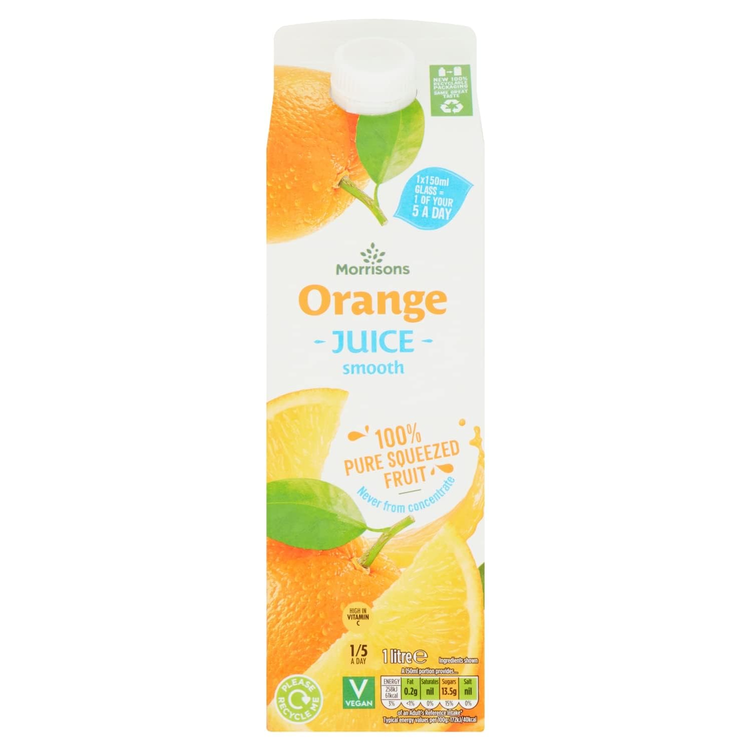 Morrisons 100% Fruit Smooth Orange Juice, 1L : Amazon.co.uk: Grocery