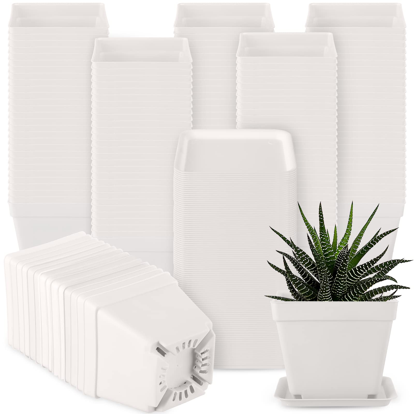 Amazon.com: 100 Pieces 4 Inch Flower Pots Square Plants Nursery Pot ...