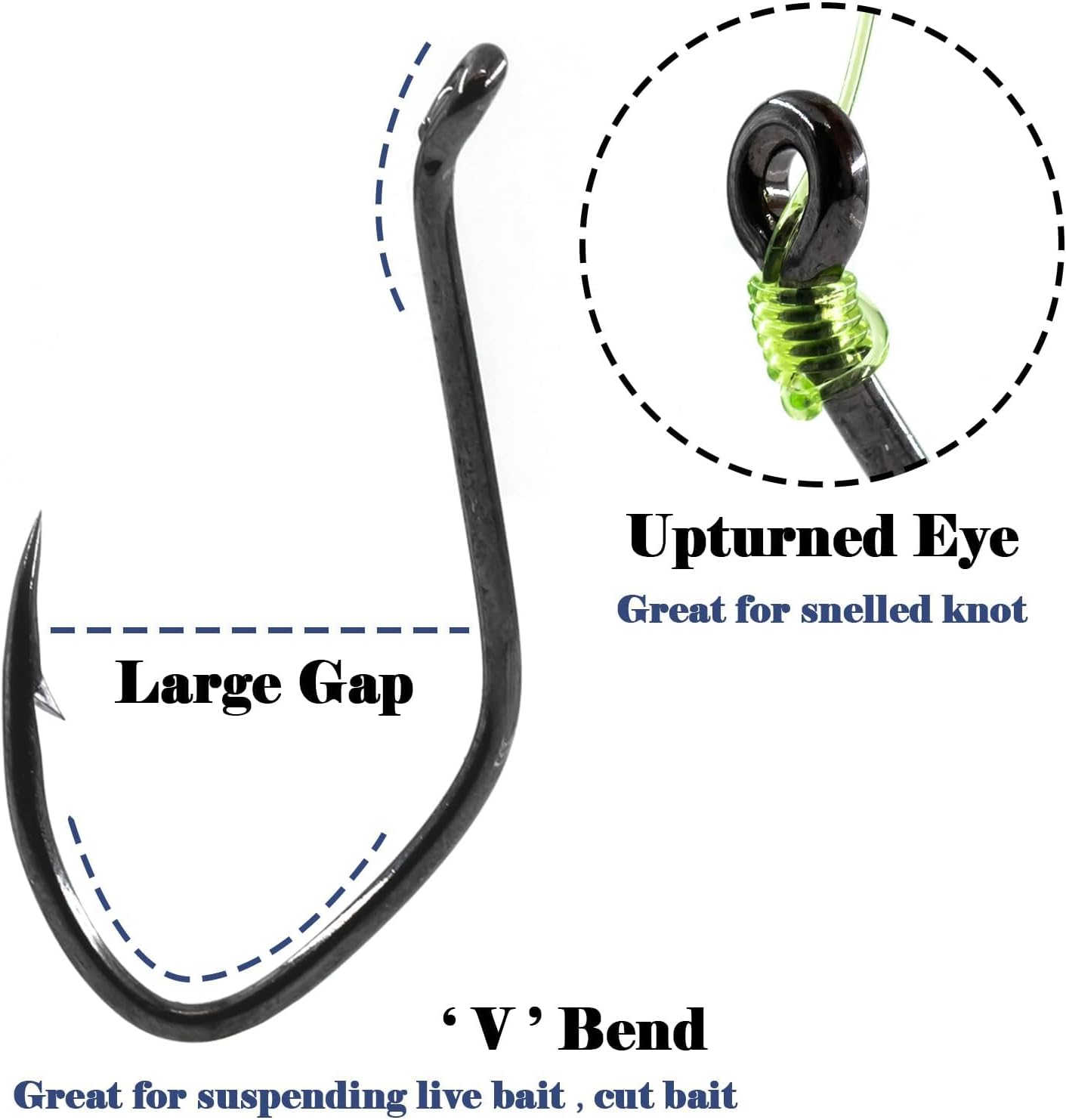 Catfish Hooks Big River Hooks, 25/50pcs Live Cut Bait Fishing Hook for ...