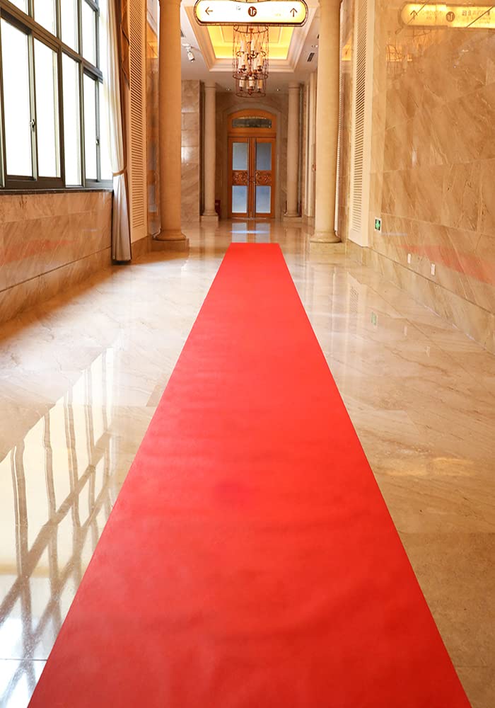 3 x 100 ft Long Red Carpet Runner for Party, Non-Woven Polyester Fabric ...
