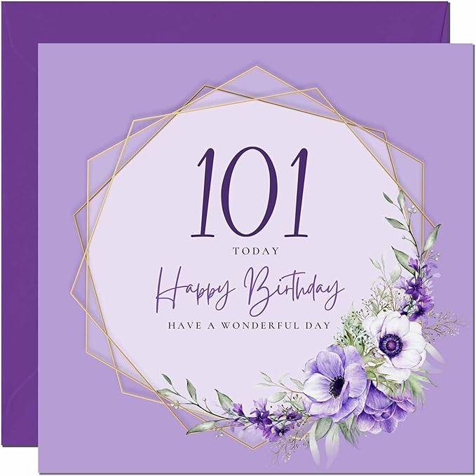 101st Birthday Card for Men women - Floral Beautiful Birthday Card for ...