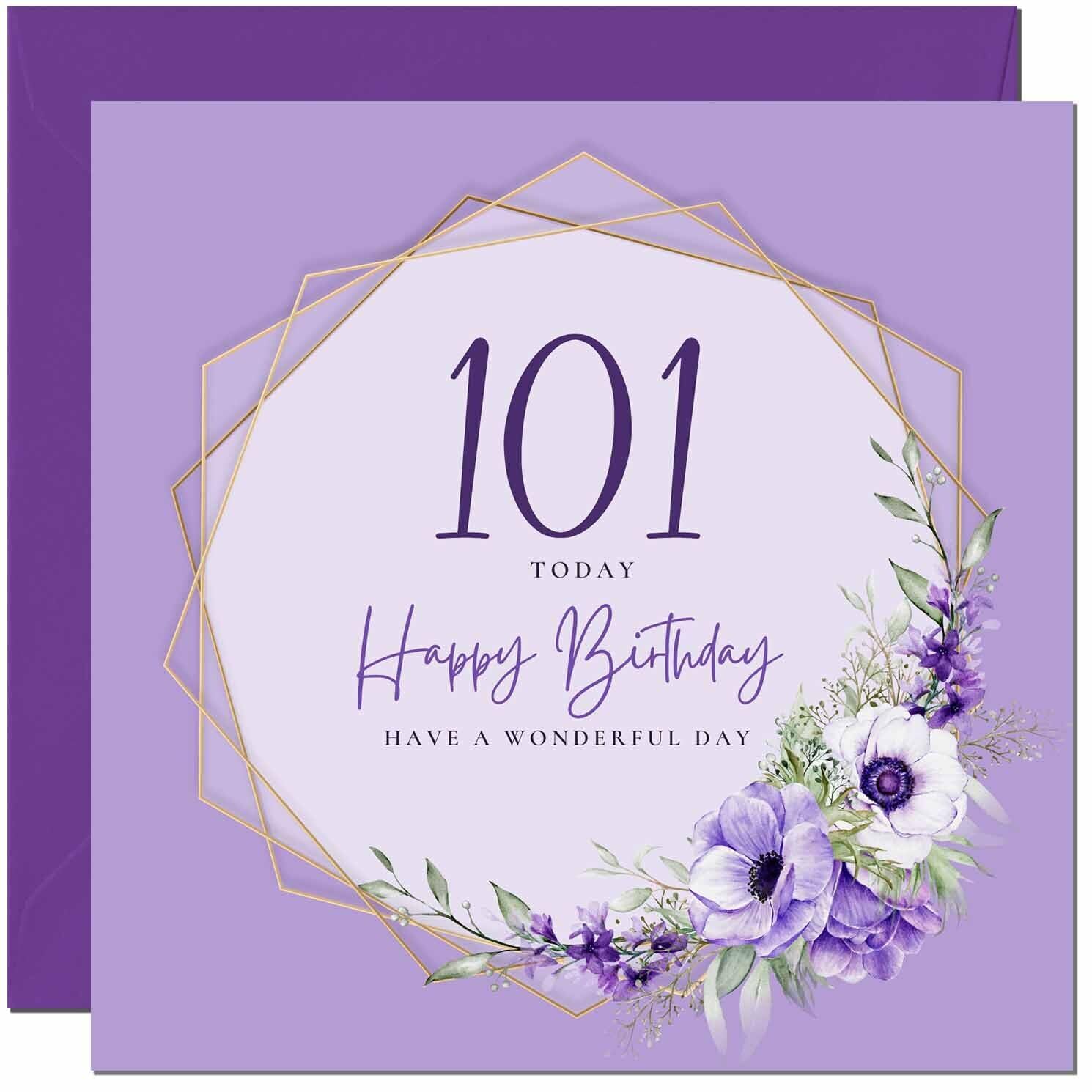 101st Birthday Card For Men Women Floral Beautiful Birthday Card ...