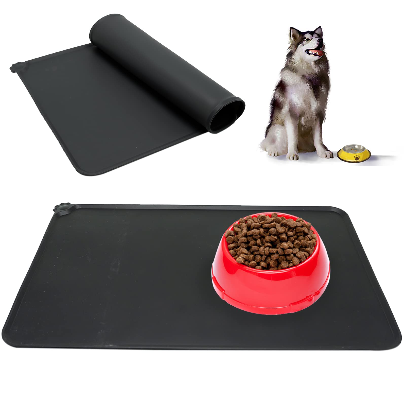 Pet Feeding Mat,Waterproof and Non Slip Silicone Bowl Mat,Non-Stick Pet ...