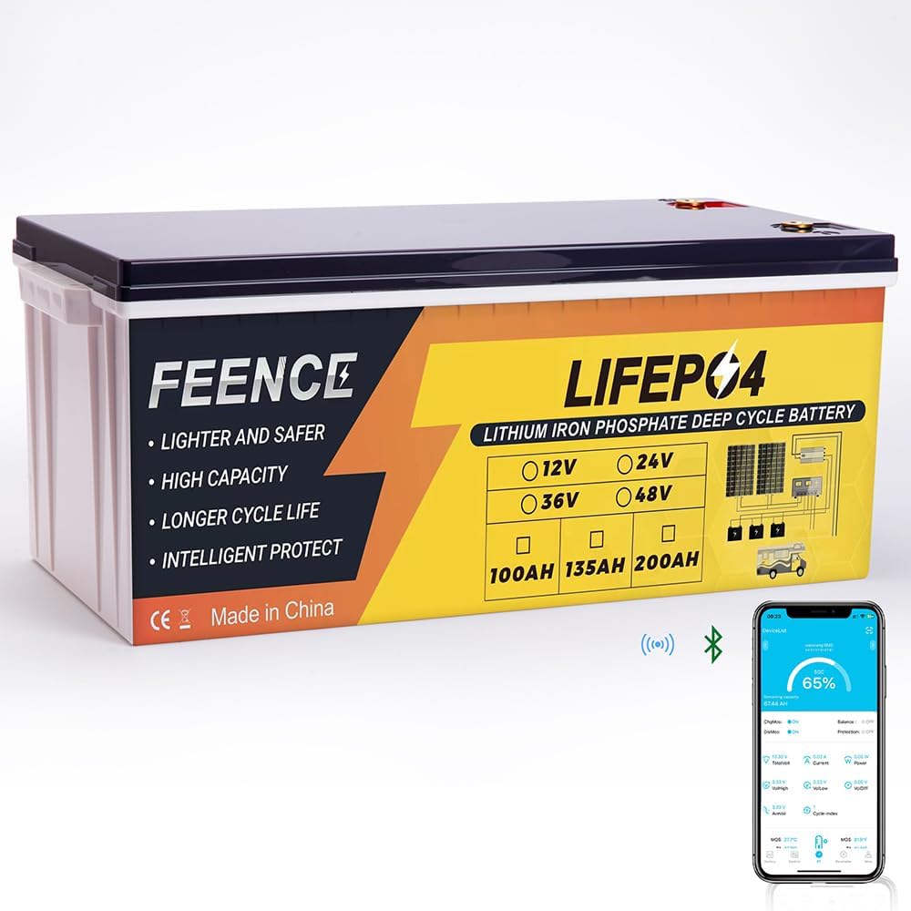 Amazon.com: 12V 200Ah LiFePO4 Lithium Battery with 2560Wh Energy Max. 2560W Load Power Built-in ...