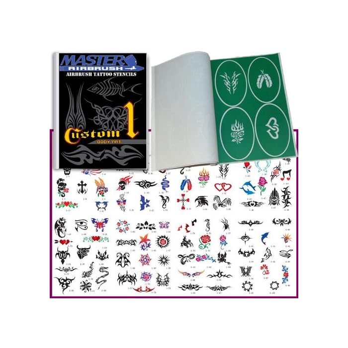 Buy Master Airbrush Tattoo Stencils Set Book 1 Reuseable Tattoo buy-master-airbrush-tattoo-stencils-set-book-1-reuseable-tattoo