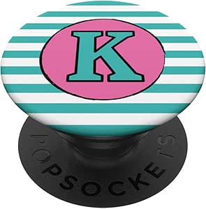 Amazon.com: Preppy Pink and Teal Stripes Initial Monogram Letter K ...