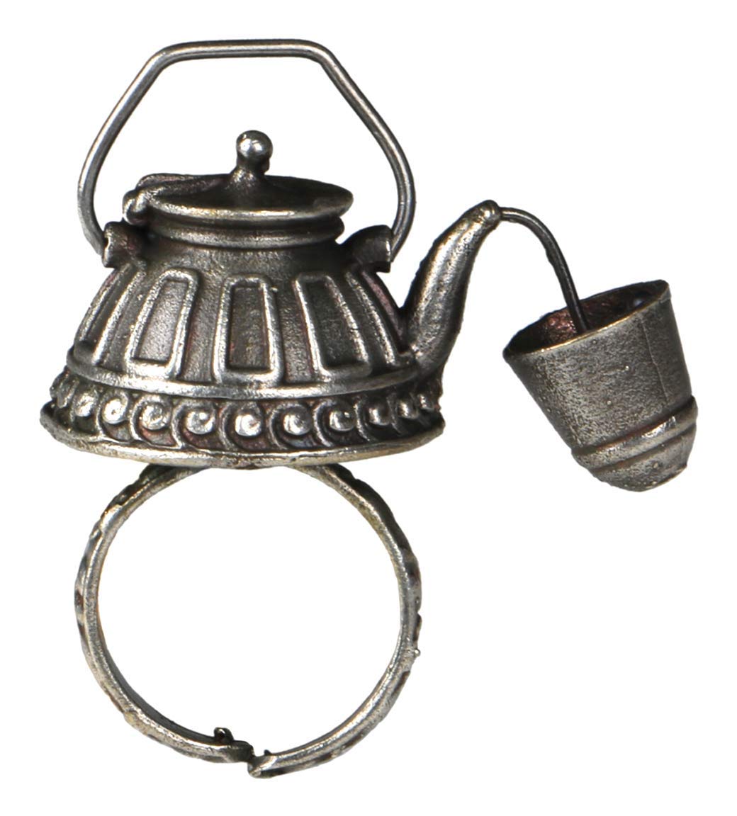 VENI Antique Silver Lookalike Oxidized Adjustabole Brass Chai Pyali ...