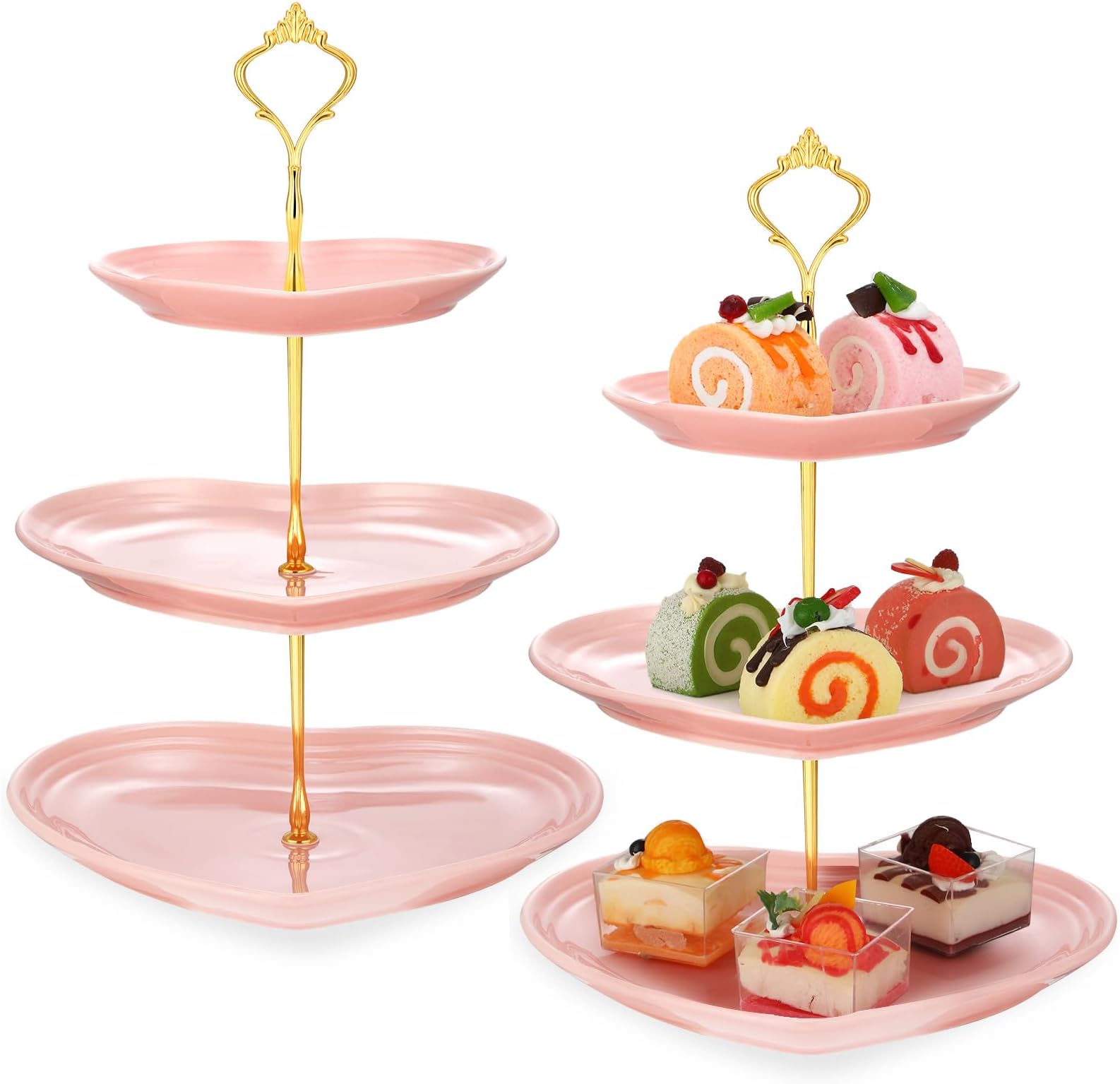 Amazon.com: Thyle 2 Pcs 3 Tier Cupcake Stand Ceramic 3 Tiered Serving ...