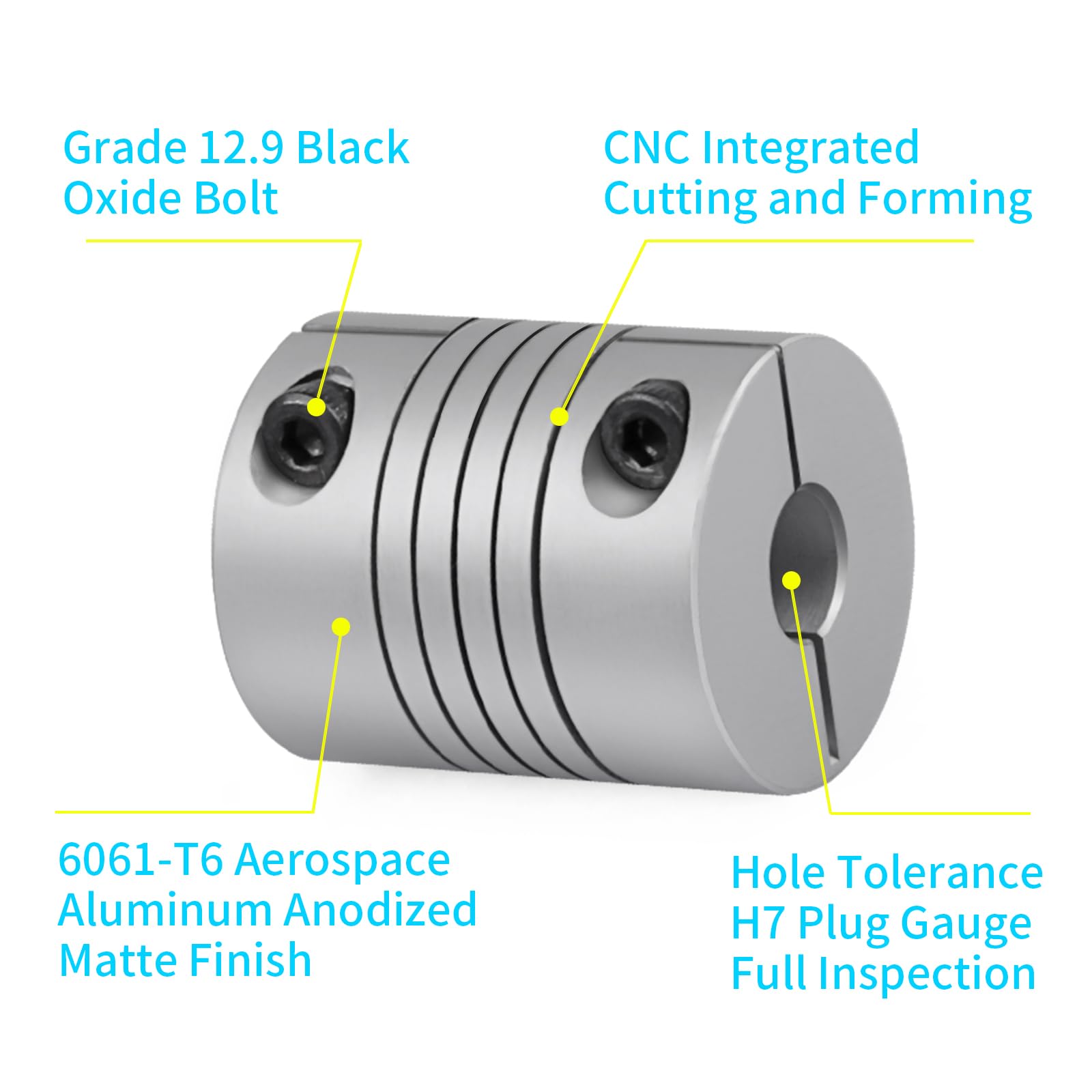 Snapklik.com : 2psc Flexible Beam Coupling 6.35mm To 6.35mm, Aluminum ...