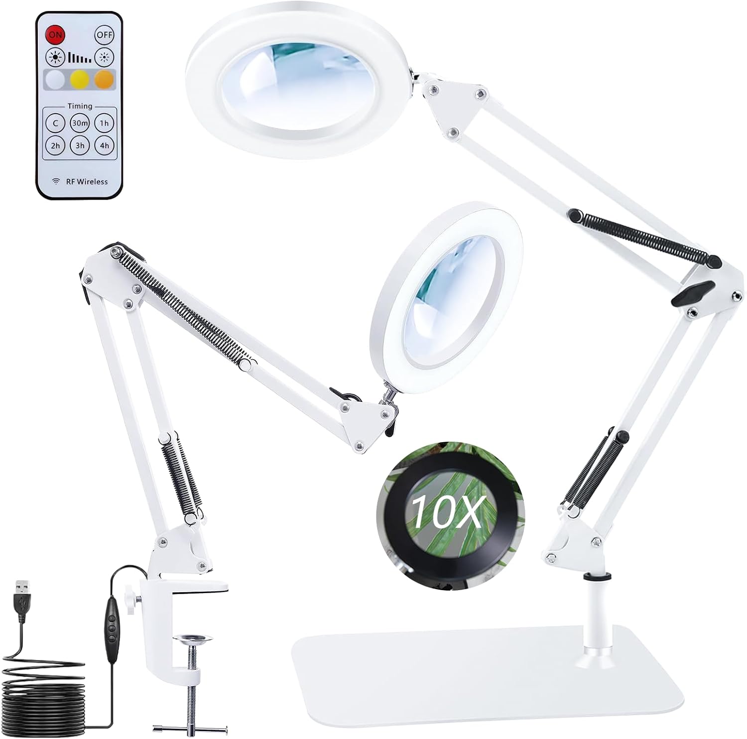 10X Magnifying Glass with Light and Stand, Remote Control Magnifying ...