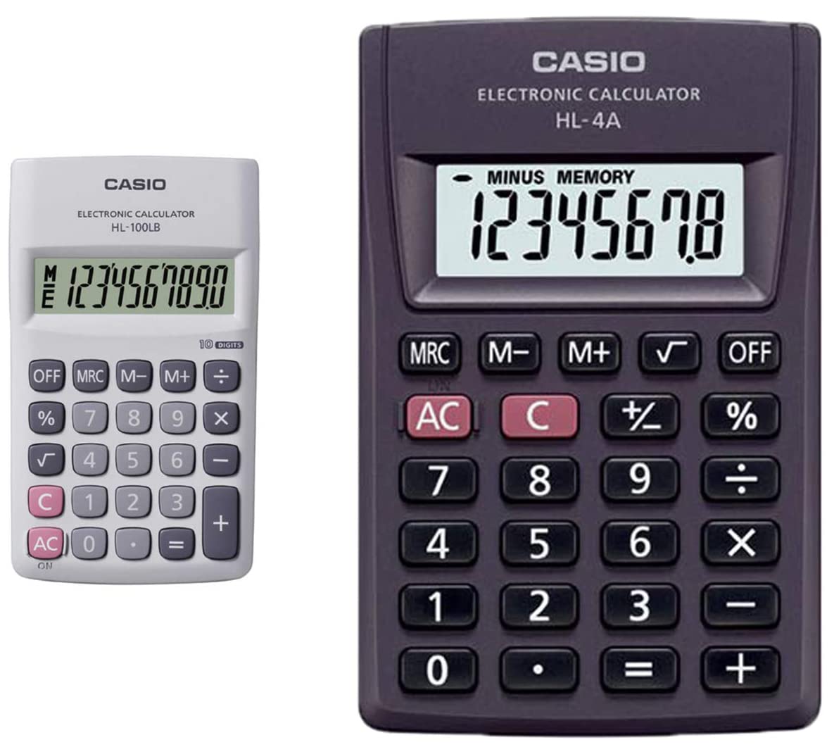 Casio HL-100LB Portable Calculator, 10 Digit & Casio HL-4A Portable ...
