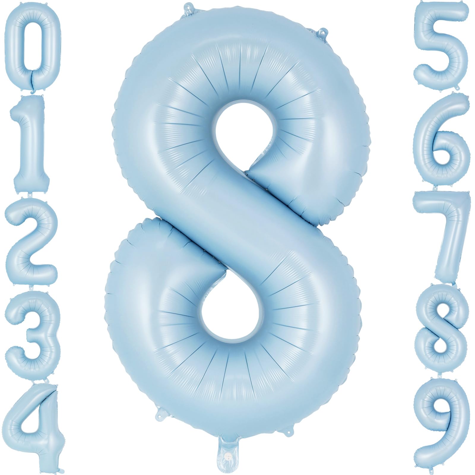 Amazon.com: Light Blue Number 8 Balloon, 40 Inch Big Large Foil Number ...