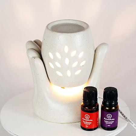 NIYARA Ceramic Electric Aroma Diffuser Green Color with 10 ML Aroma Oil ...