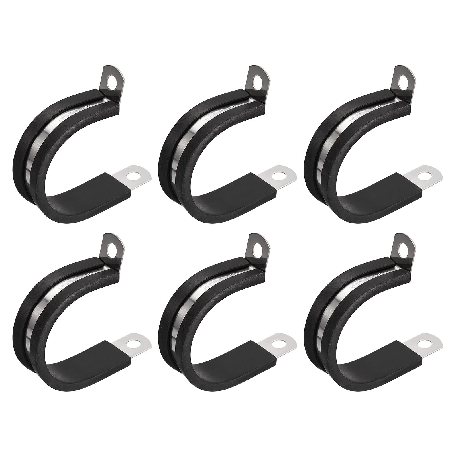 uxcell 6Pcs 1-1/4 Inch(32mm) Cable Clamp 304 Stainless Steel Rubber ...