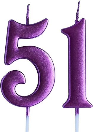 Amazon.com: Pink 51st Birthday Candle, Number 51 Years Old Candles Cake ...