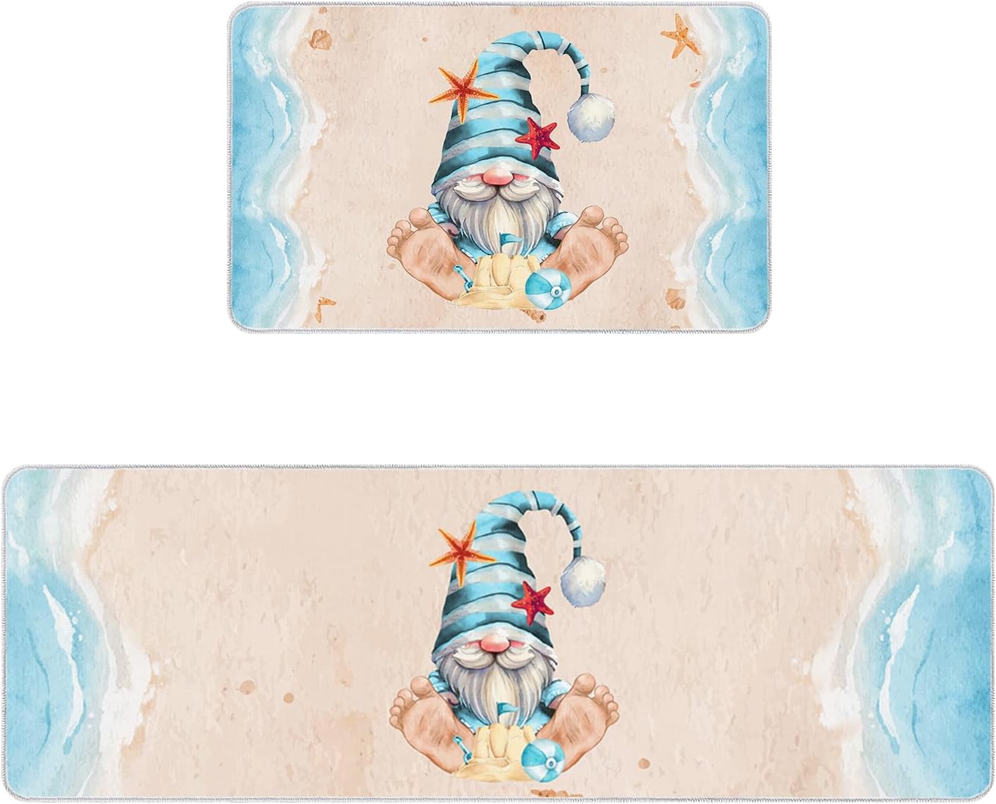 Amazon.com: Briskdecor Kitchen Rugs - Summer Seaside Gnome Beach ...