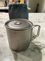 Amazon.com: TOMSHOO Titanium Mug 650ml/22 oz Camping Titanium Pot with ...