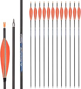 ACCMOS 12pcs Archery Orange Shuttle Feather Hunting Arrows Spine 250 ...