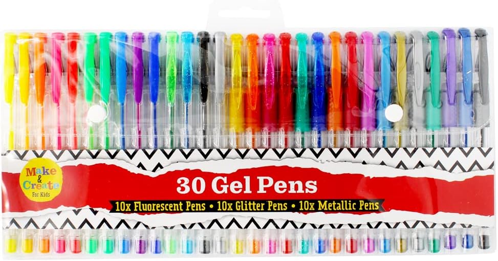 The Works Gel Pens - Pack Of 30 : Amazon.co.uk: Stationery & Office ...