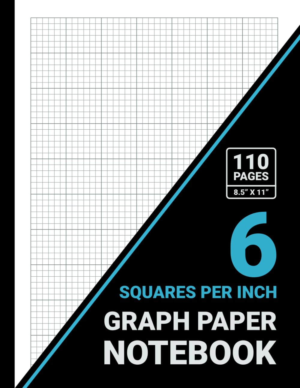 Graph Paper 6 Squares Per Inch Notebook: 1/6 Inch Squares, 6x6 Grid ...