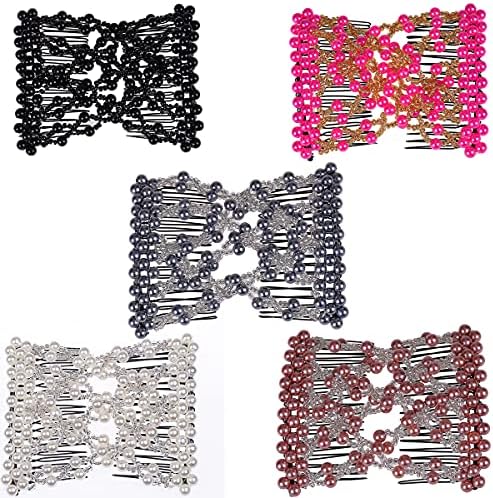 Amazon.com : Magic Hair Comb, Swovo 6 Pieces Elastic Beaded Hair Clips ...