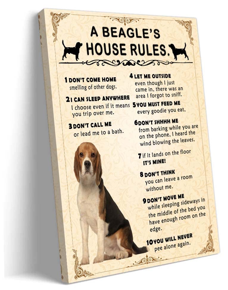 Amazon.com: Beagle Wall Art House Rules Poster Vintage Framed Quotes ...