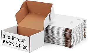20 Pack 9x6x4 Inch Mailer Boxes for Small Business, 6 x 4 Cardboard ...