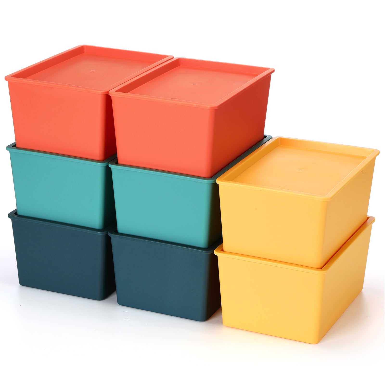 Amazon.com: Menkxi 8 Pcs Colorful Storage Bins, Plastic Storage Basket ...