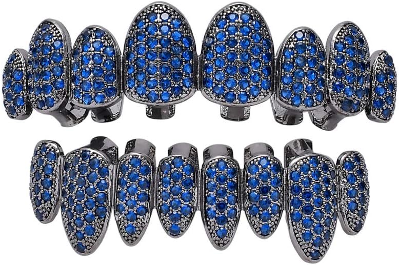 Amazon.com: Hip Hop Dental Grills Set, Blue Stone Paved, Black Gun ...