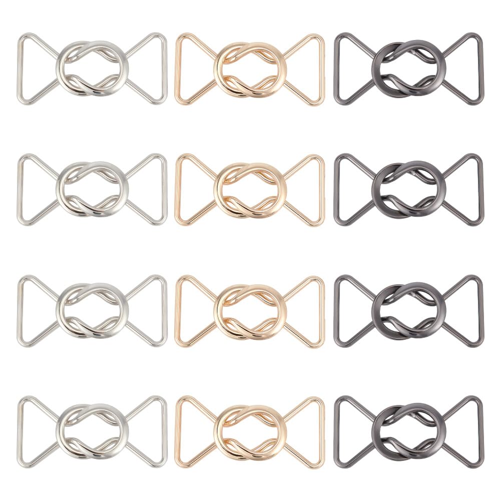 OLYCRAFT 12 Pcs 3 Color Alloy Buckle 6x2.4cm Bowknot Decorative Buckle ...