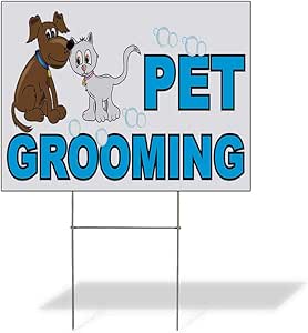 Amazon.com : Weatherproof Yard Sign Pet Grooming Business E White Lawn ...
