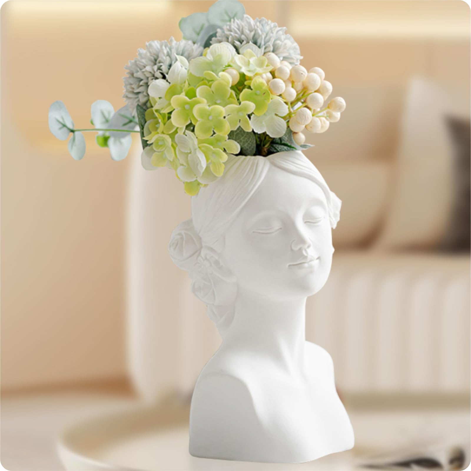 Amazon.com: FZXZX Ceramic Statue Vase Cute Girl Face Bust Head Shaped ...