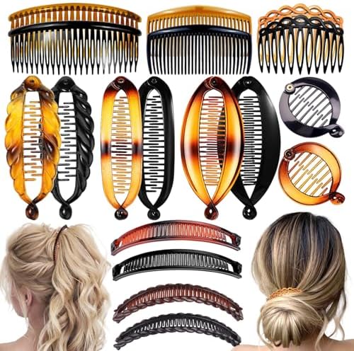 Amazon.com : 18 Pieces Banana Hair Clips Classic French Hair Comb Set Fishtail Plastic Twist ...