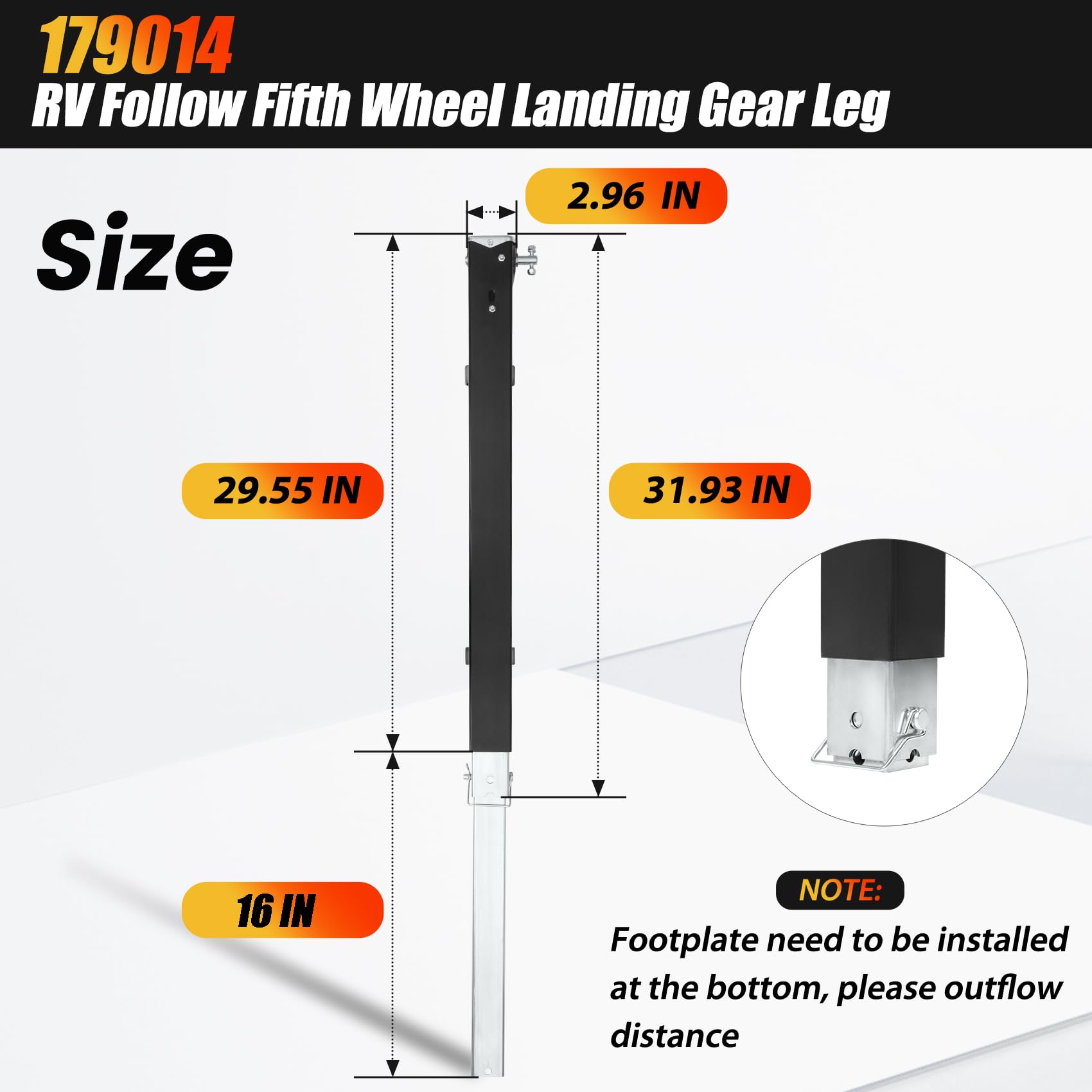179014 RV Follow Fifth Wheel Landing Gear Leg Compatible with Lippert ...