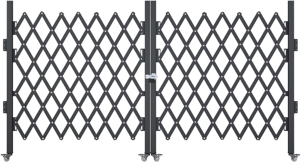 Yeeoy Double Folding Security Gate, 63" H x 122" W Retractable Driveway ...