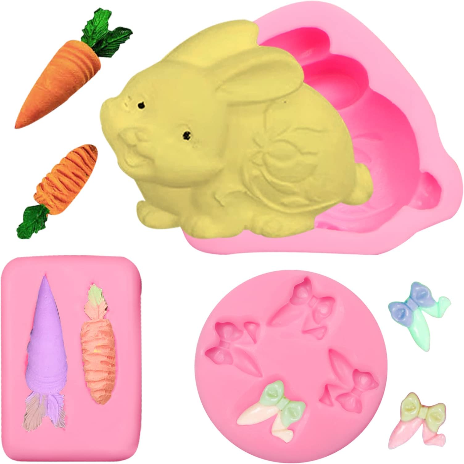 Amazon.com: Mujiang Easter Rabbit Cake Decorating Silicone Jello Sugar ...