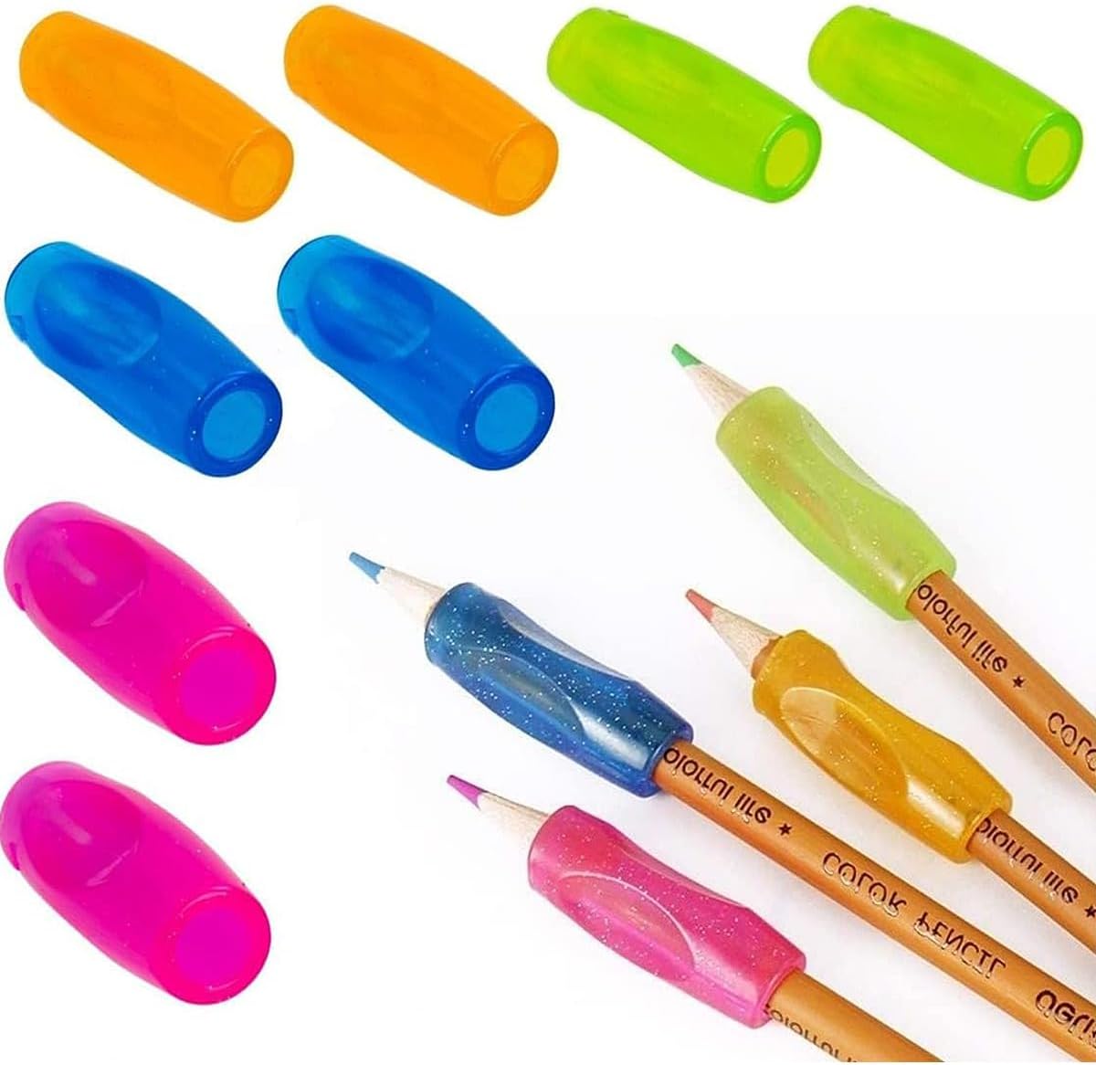 Pencil Grips, 8 Pcs Finger Grips Holder, colorful Silicone Pencil Grips ...