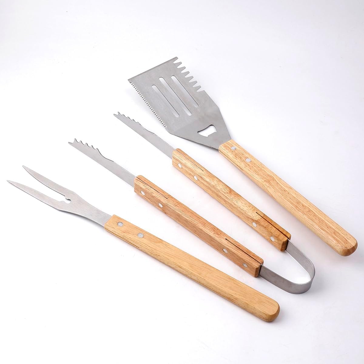 Amazon.com : Artisanal Wood-Handled BBQ Set - Robust Stainless Steel ...