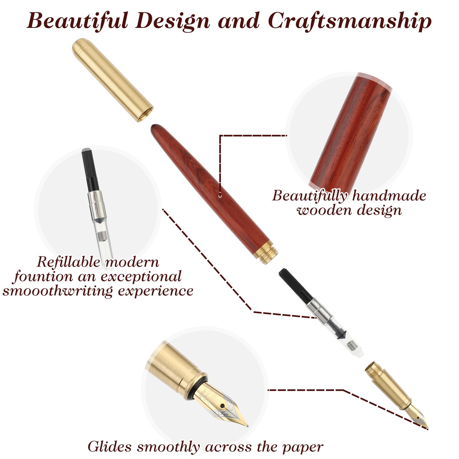 Snapklik.com : Cobee Handcrafted Wooden Fountain Pens Set, Vintage ...